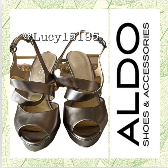 Aldo | Shoes | Aldo Varon Metallic Pewter Criss Cross Peep Toe Platform ...